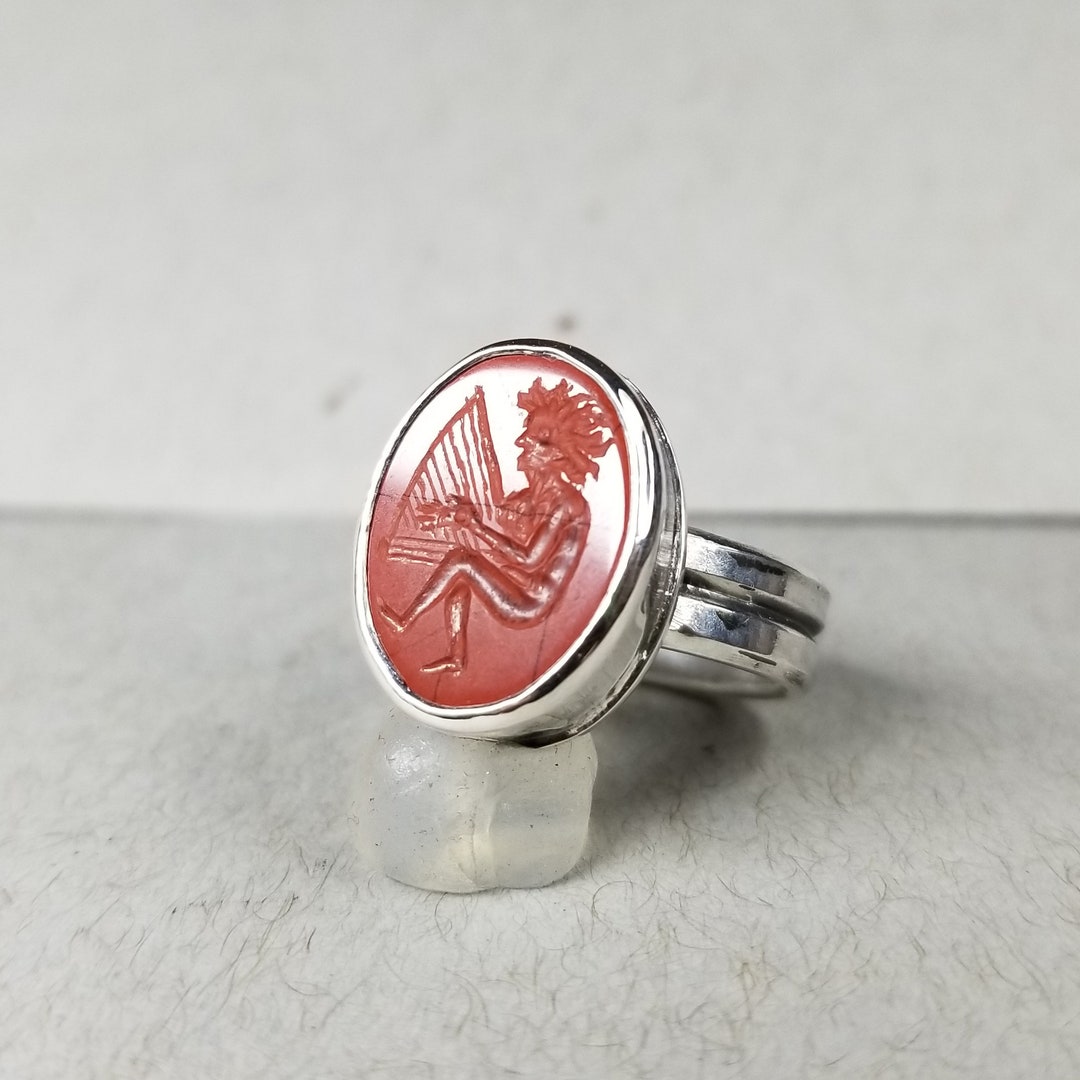Harper Bard Harpist Charity Internet Archive 16mm Musician Intaglio Red ...
