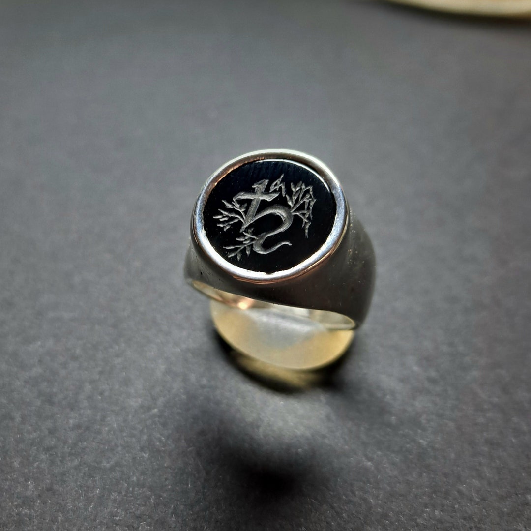 Saturn Chronos Heavy Signet Ring Made to Order 14mm Gem - Etsy