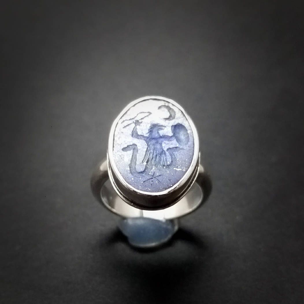 Simple Abrasax Ring 18mm Signet Intaglio Engraved Gem Made - Etsy