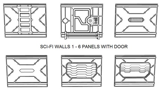 Sci-fi Walls 1 6 Panels Including Door ATAB007 | Etsy