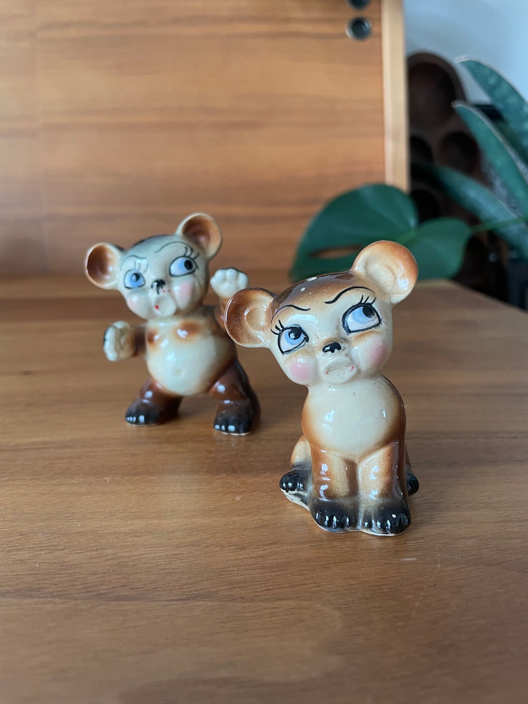 Vintage MCM 50's/60's Anthropomorphic Cub Couple Salt & Peppershakers ...