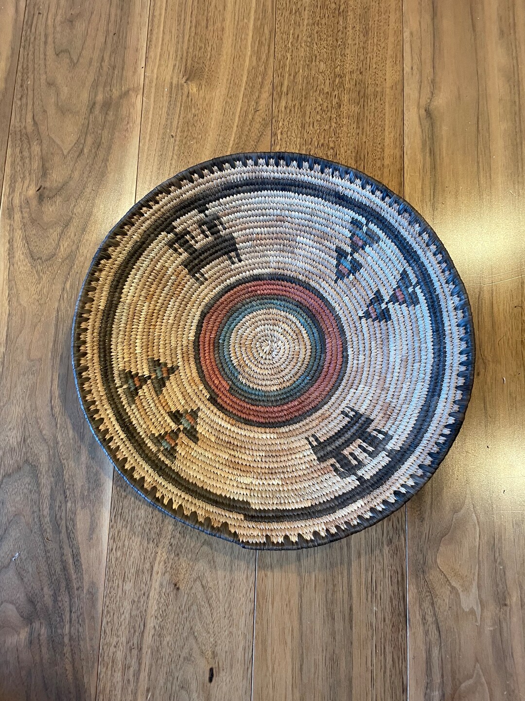 Vintage African Nigerian Hausa Tribe Woven Basket 12”bowl Multi Color ...