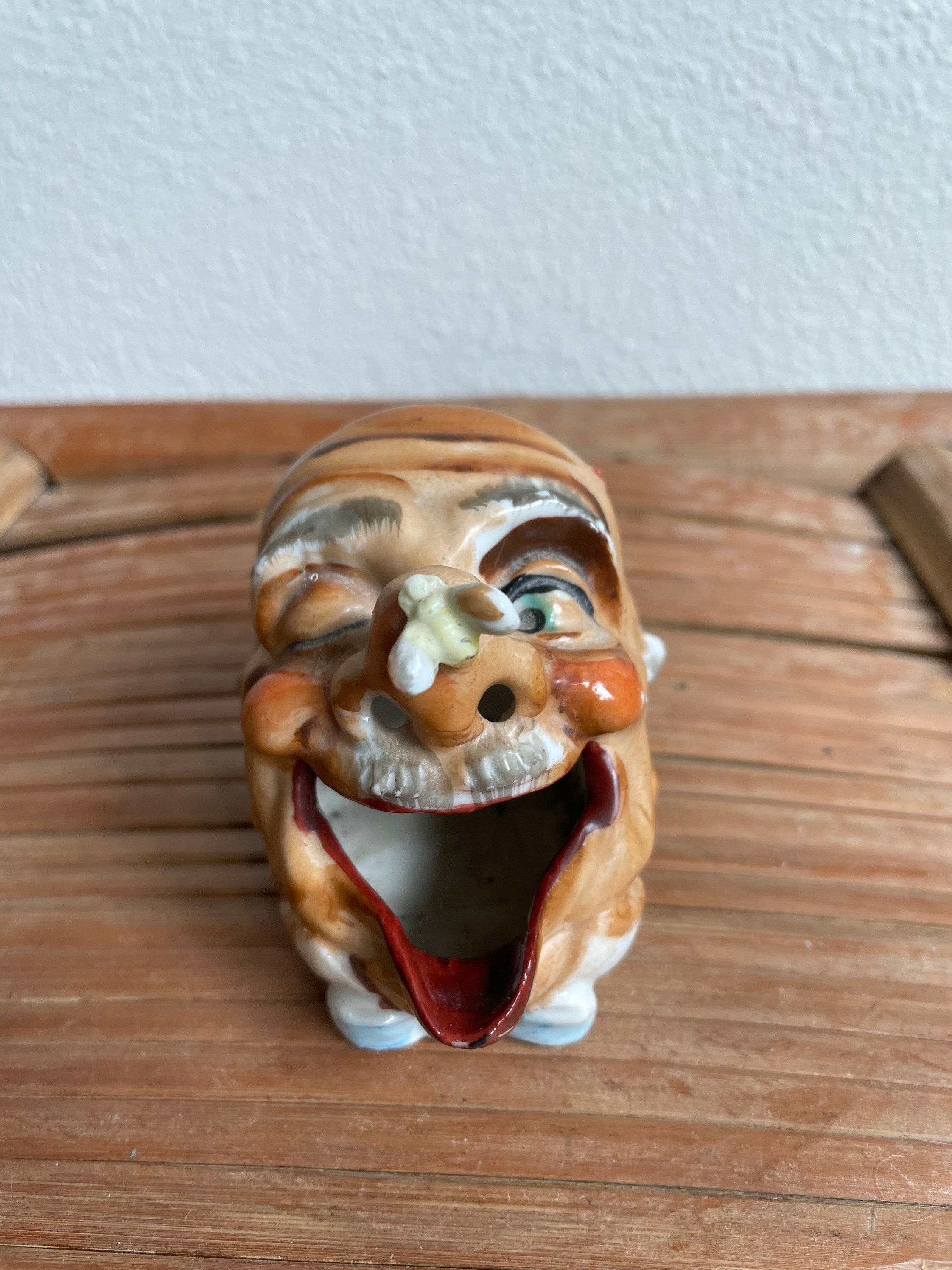 Vintage MCM 1950's Whimsical Old Monk With Bee on Nose Porcelain CIGAR ...