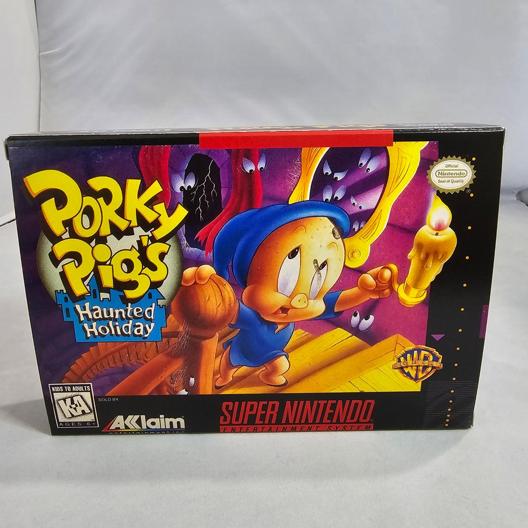 Porky Pig s Haunted Holiday NTSC Super Nintendo SNES En Reproduction Box and Inner Tray Etsy