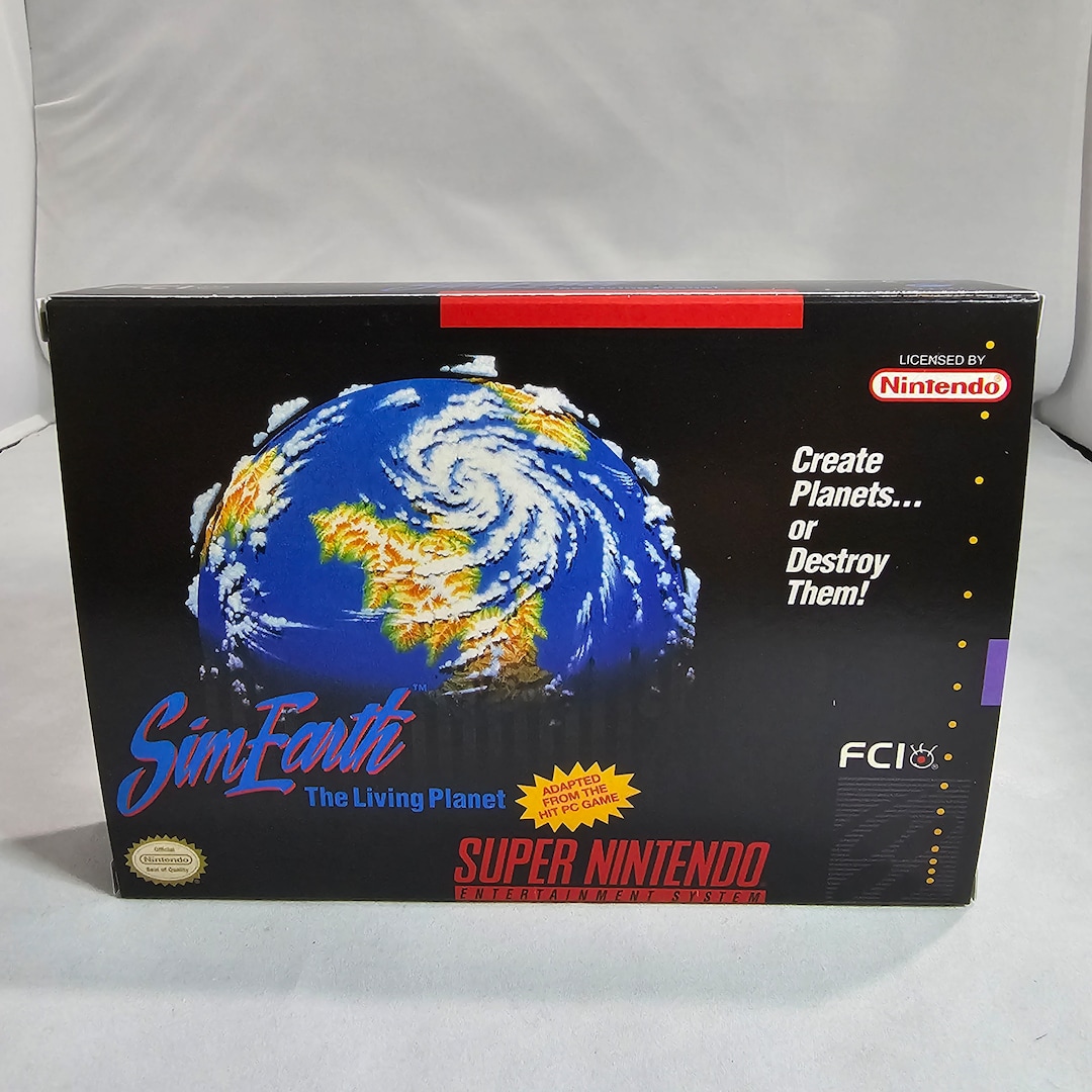 SIM Earth | NTSC | Super Nintendo | SNES | En | Reproduction Box and ...
