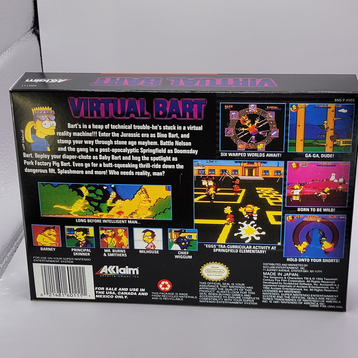 Virtual Bart | NTSC | Super Nintendo | SNES | En | Reproduction Box and ...