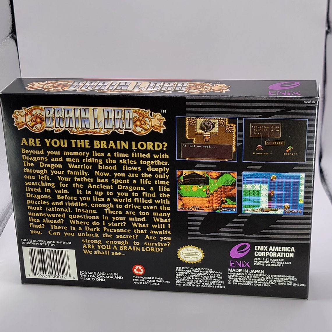 Brain Lord | NTSC | Super Nintendo | SNES | En | Reproduction Box and ...