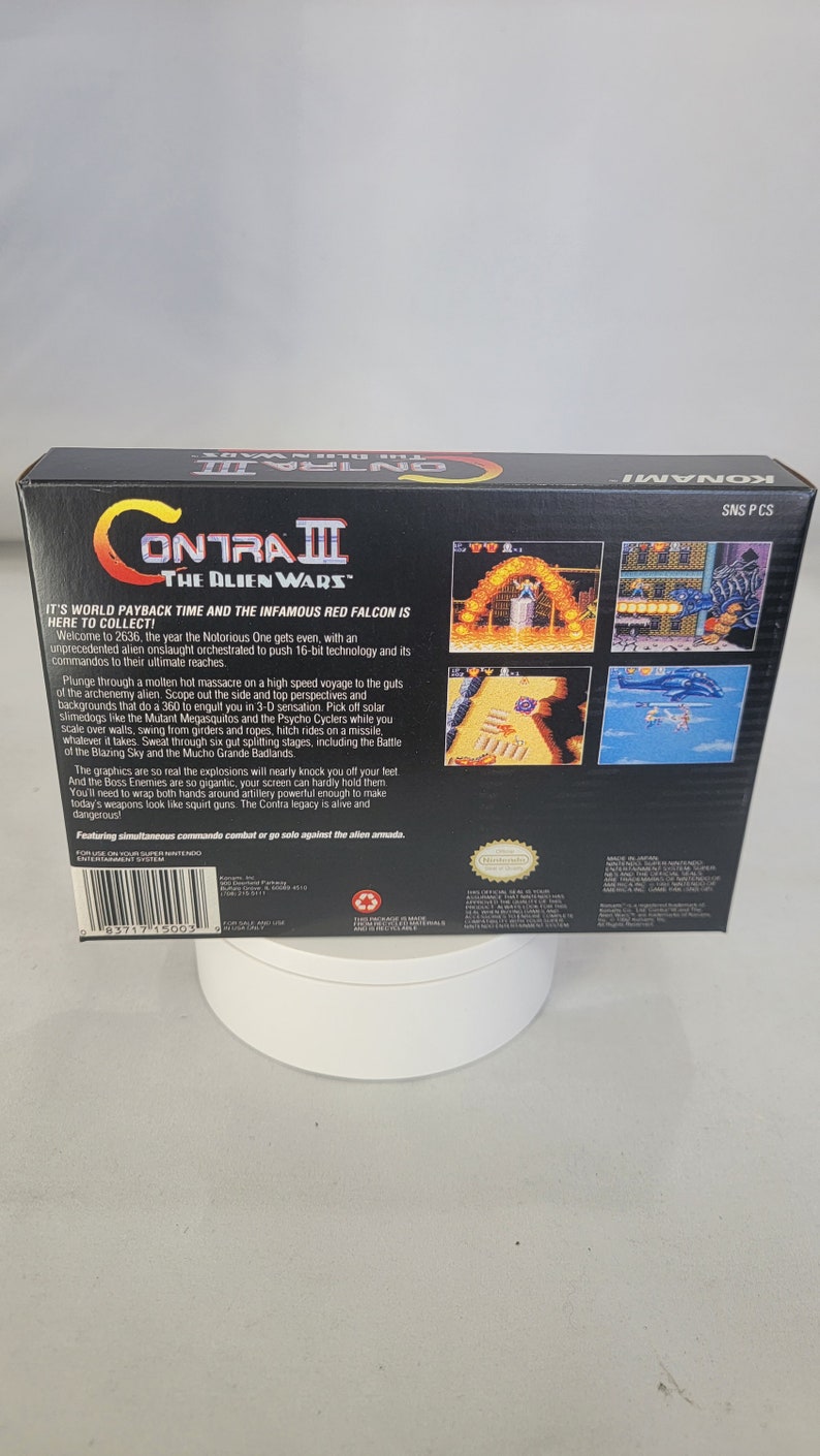Contra 3 | NTSC | Super Nintendo | SNES | En | Reproduction Box and ...