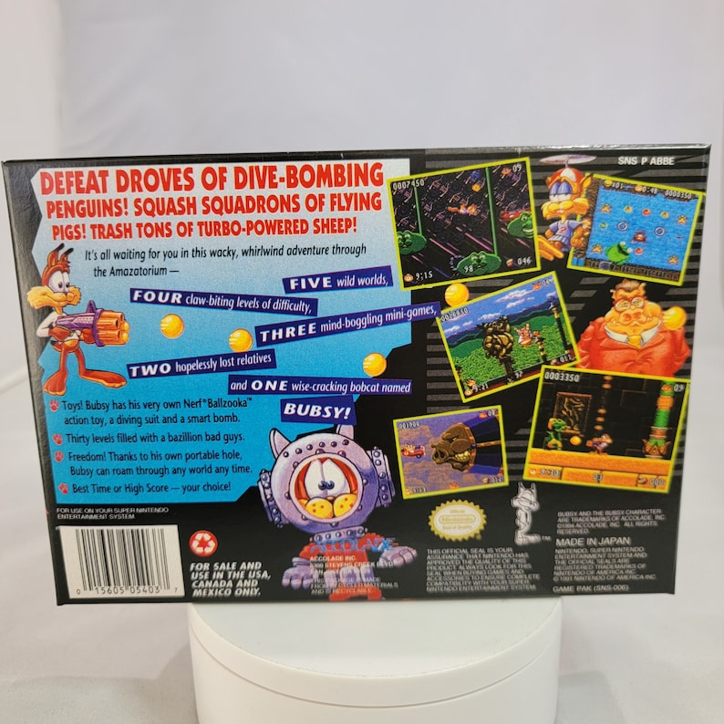 Bubsy 2 | NTSC | Super Nintendo | SNES | En | Reproduction Box and ...