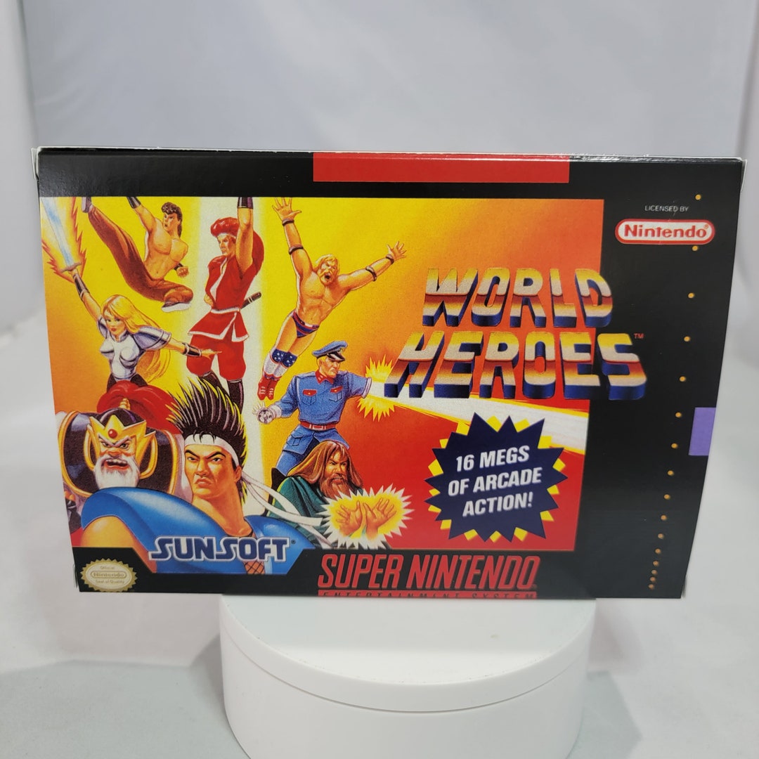 World Heroes | NTSC | Super Nintendo | SNES | En | Reproduction Box and ...