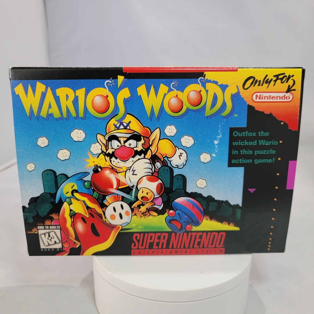 Wario's Woods NTSC Super Nintendo SNES En Reproduction Box and Inner ...
