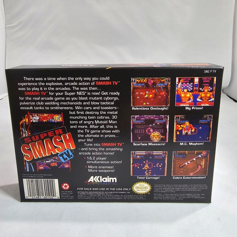 Super Smash TV | NTSC | Super Nintendo | SNES | En | Reproduction Box ...