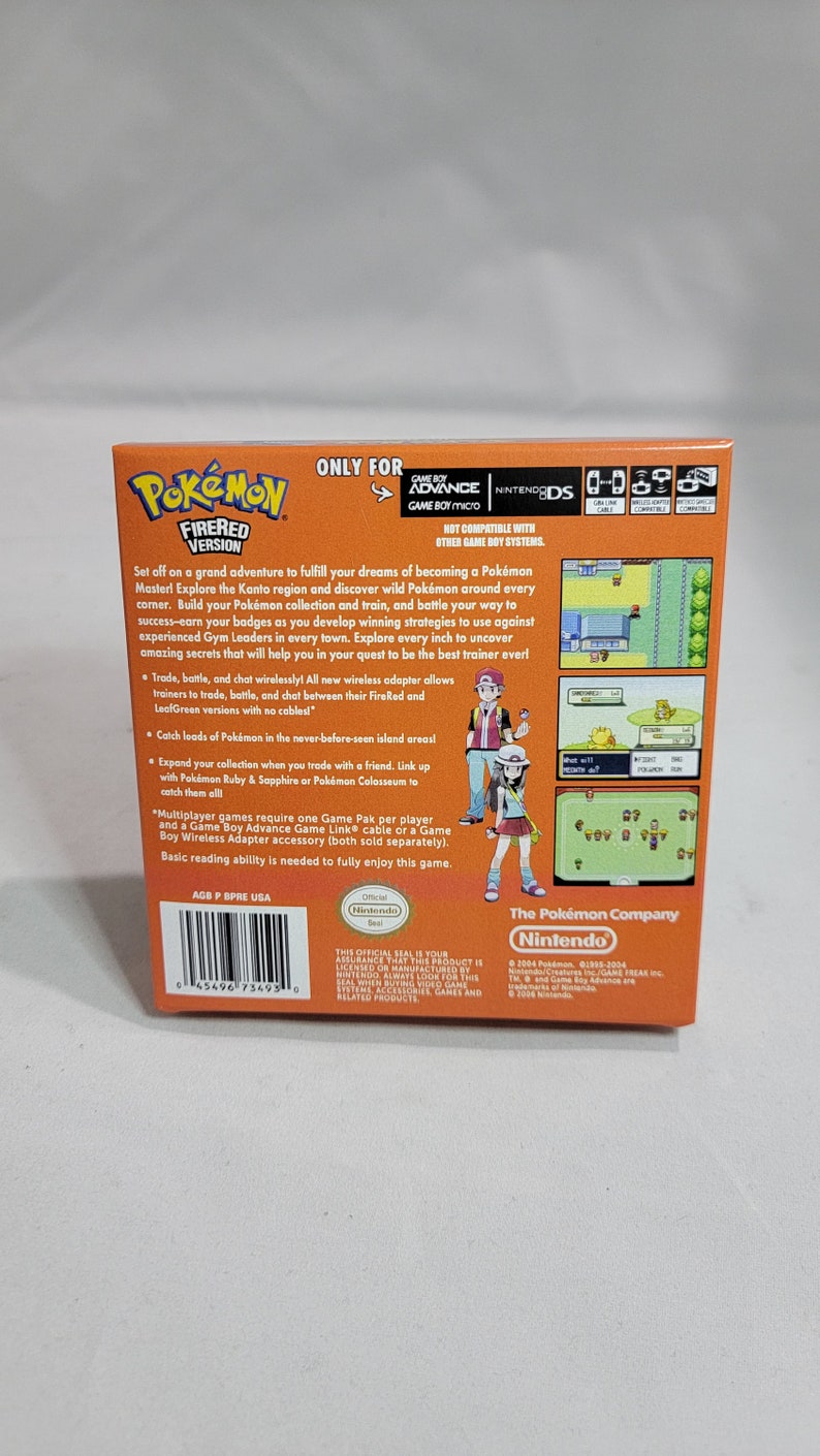 Pokemon Firered | NTSC | Gameboy Advance | GBA | En | Reproduction Box ...