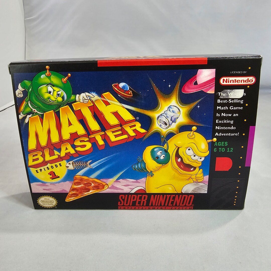 Math Blaster | NTSC | Super Nintendo | SNES | En | Reproduction Box and ...
