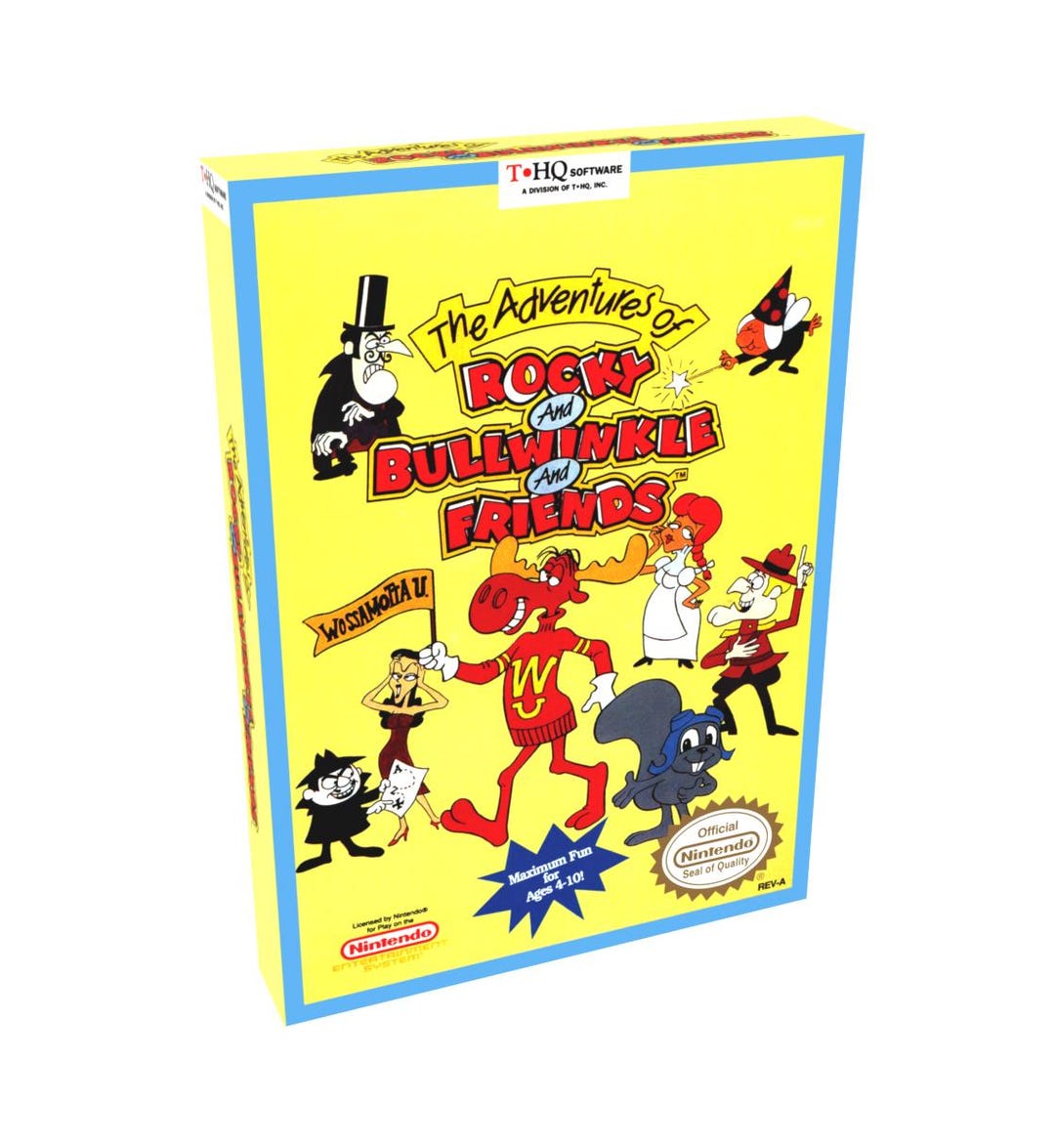 Rocky and Bullwinkle | NTSC | Nintendo | NES | En | Reproduction Box - Etsy