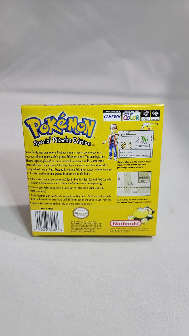 Pokemon Yellow NTSC Gameboy GB En Reproduction Box - Etsy