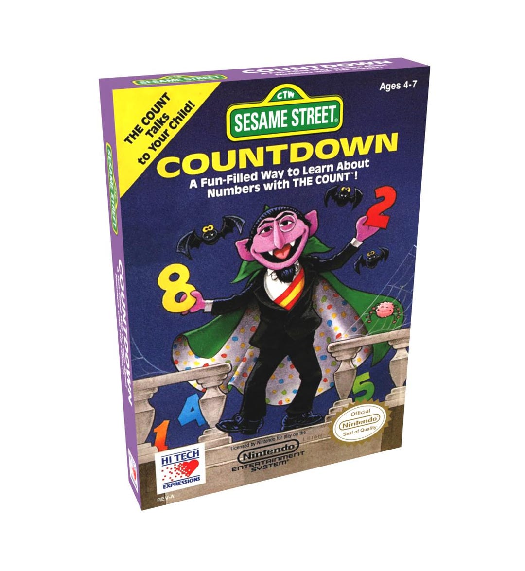 Sesame Street Countdown | NTSC | Nintendo | NES | En | Reproduction Box ...