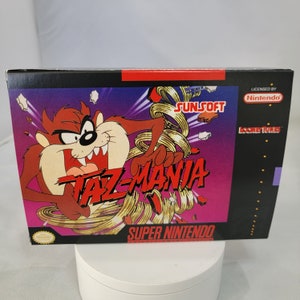 Taz-mania NTSC Super Nintendo SNES En Reproduction Box and Inner Tray ...