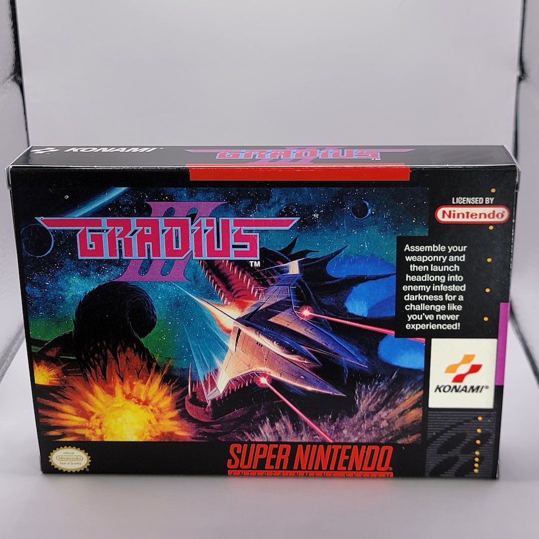 Gradius 3 NTSC Super Nintendo SNES En Reproduction Box and Inner Tray Etsy