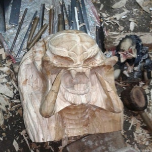 PREDATOR - Hand Carved 100% Solid Wood - Etsy