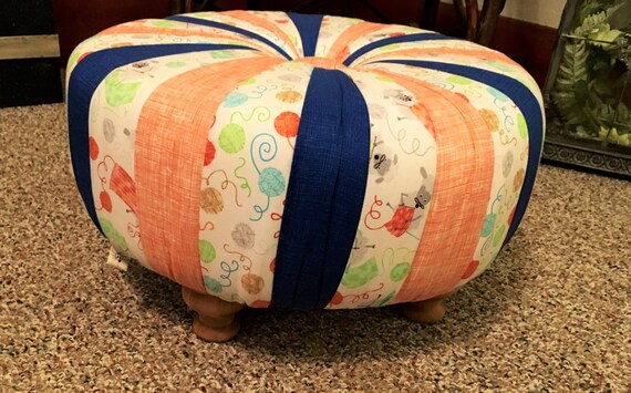 Items similar to Round Knitting Themed Tuffet on Etsy