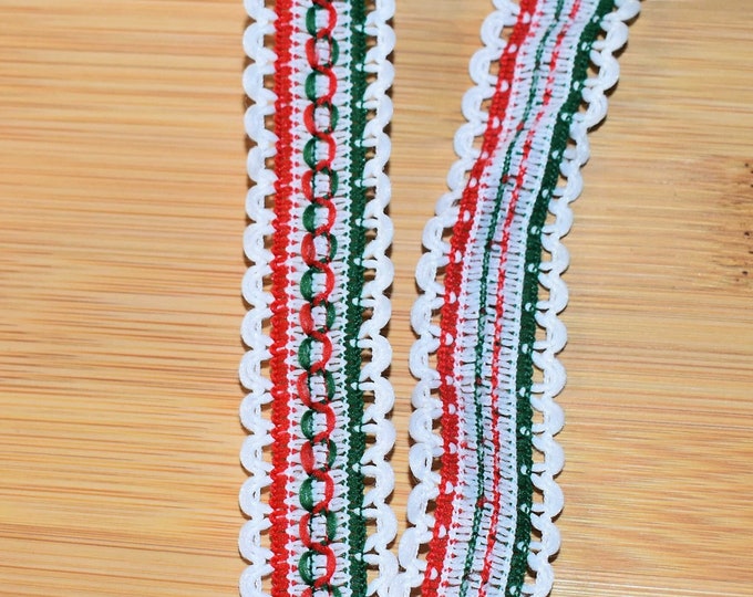 Vintage Lace Trims Woven Holiday Christmas Lace Red Green White Red ...