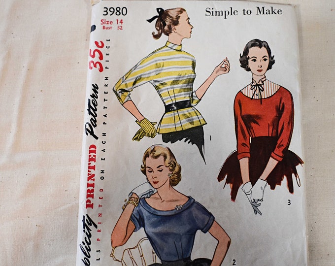 Size 14 Vintage 1970s Mccalls 9778 Sewing Pattern Misses Blouse Pointed ...