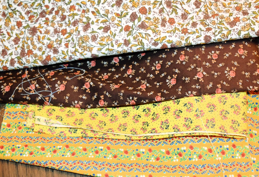Vintage Calico Fabric Bundles in Small Flowers Florals Yellows Pinks ...