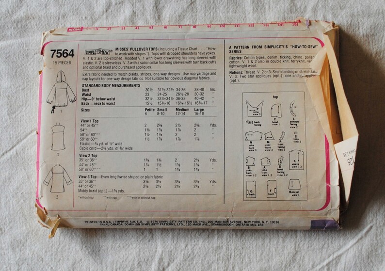 Size Small 8 10 Vintage 1970s Simplicity 7564 Sewing - Etsy