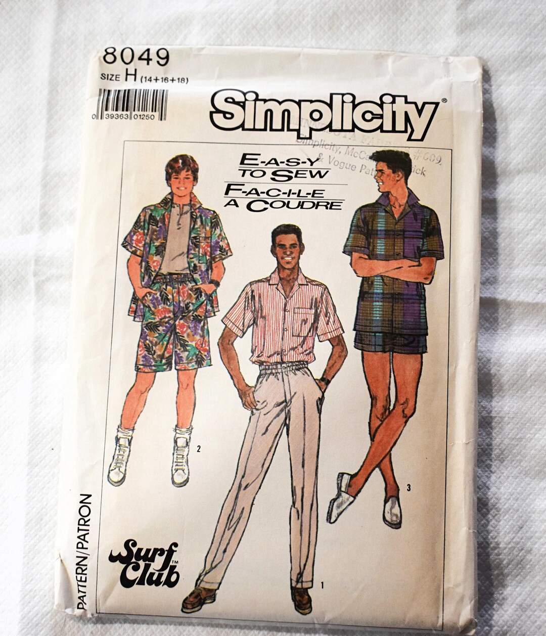 Size 14 16 18 UNCUT Vintage 1980s Simplicity 8049 Designer Sewing Pattern Teen Boys Shorts Pants ...