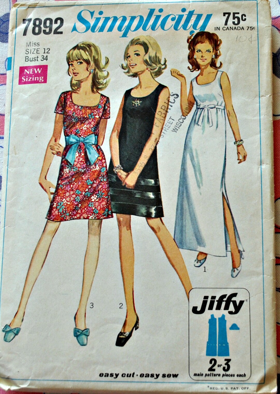 Size 12 Vintage 1960s Groovy Simplicity 7892 Sewing Pattern - Etsy