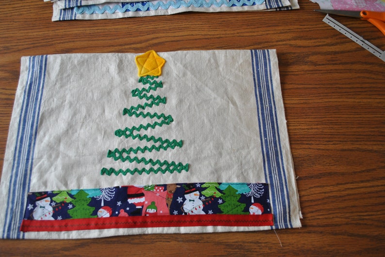 Festive Holiday Decorated Linen Dish Towels Embellished With | Etsy