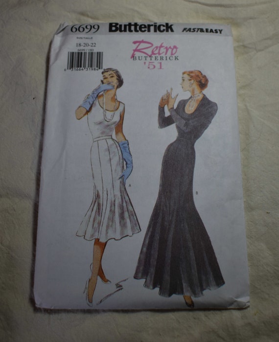 Size 18 20 22 UNCUT Butterick 6699 Retro Sewing Pattern - Etsy