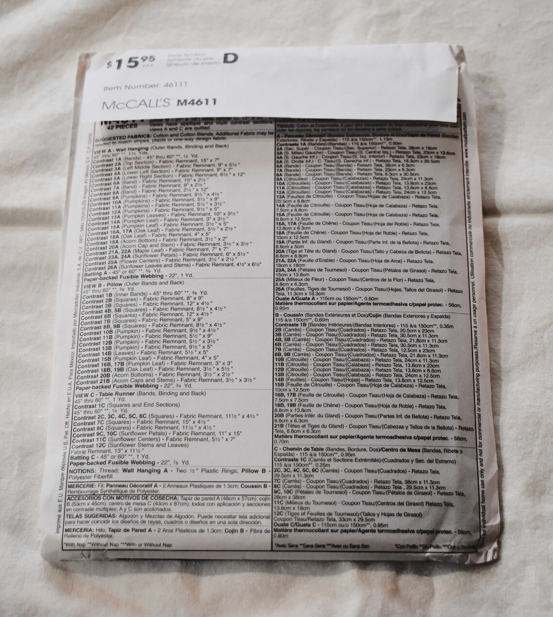 Uncut Mccalls 4611 Craft Sewing Pattern Fall is Here - Etsy