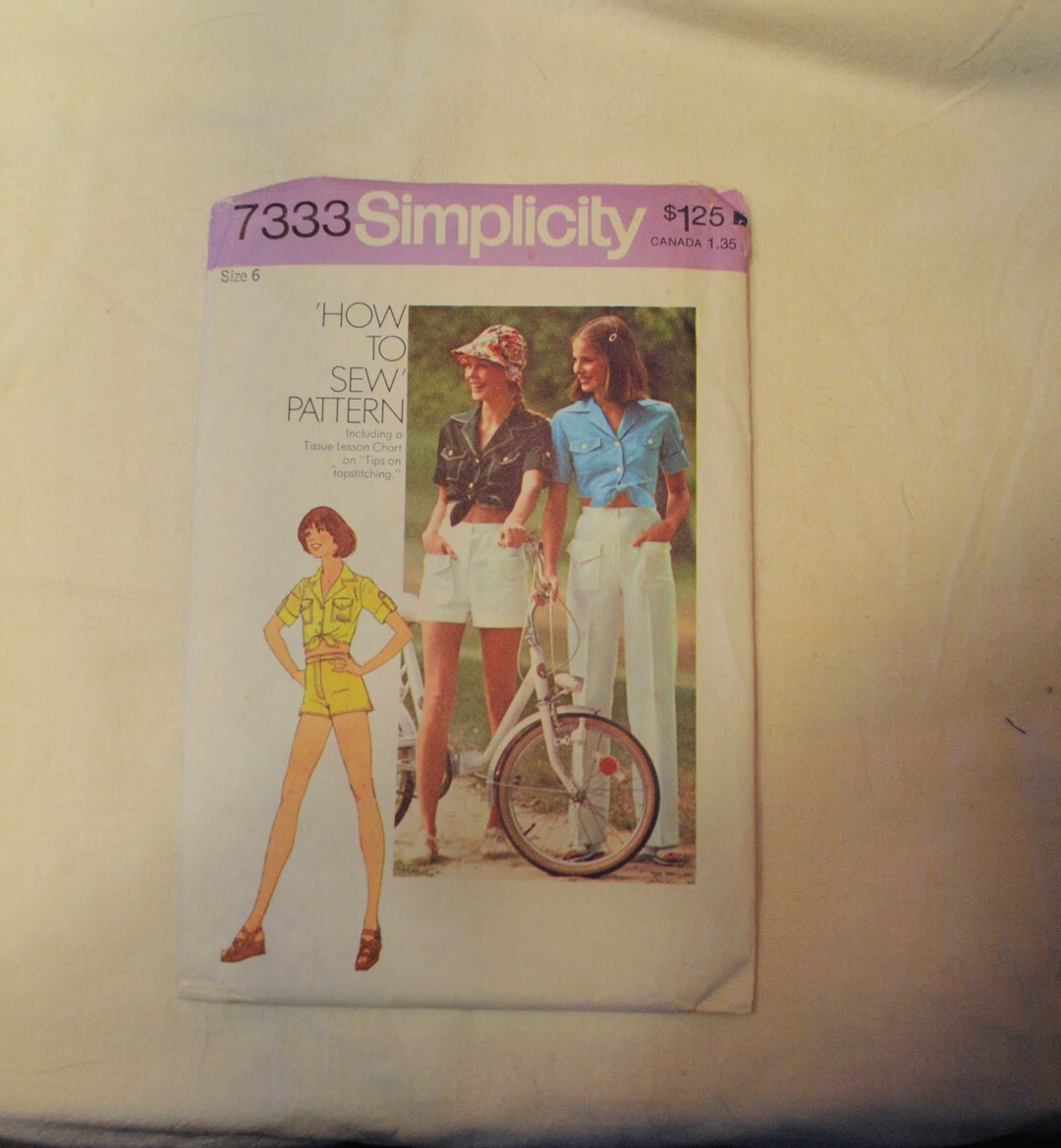 Size 6 Vintage 1970s Simplicity 7333 Sewing Pattern Misses Crop Top ...