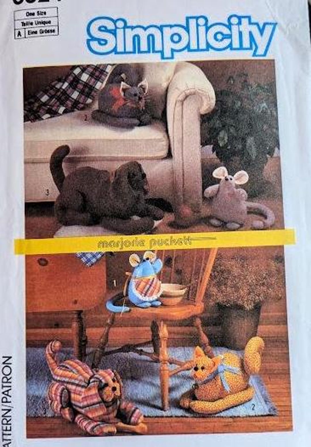 1980s Simplicity 6824 Sewing Pattern, Stuffed Animals, Dog Mouse Cat - Etsy