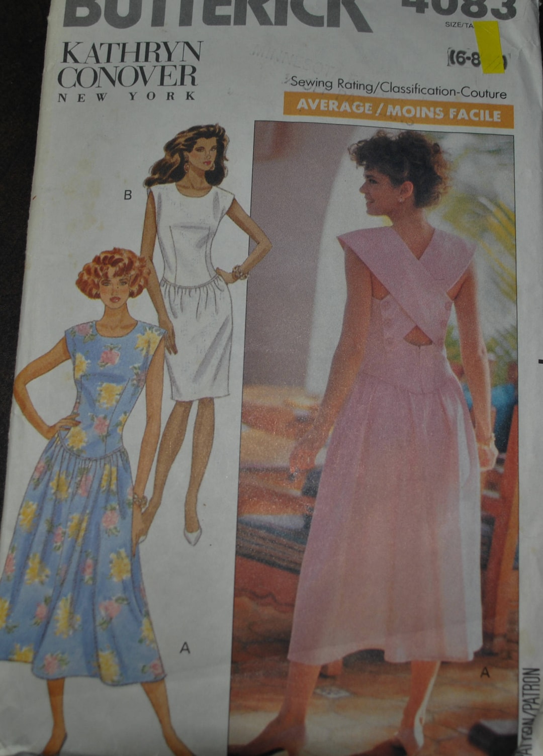 Size 10, 1980s Butterick 4083 Designer Sewing Pattern, Misses Dress ...