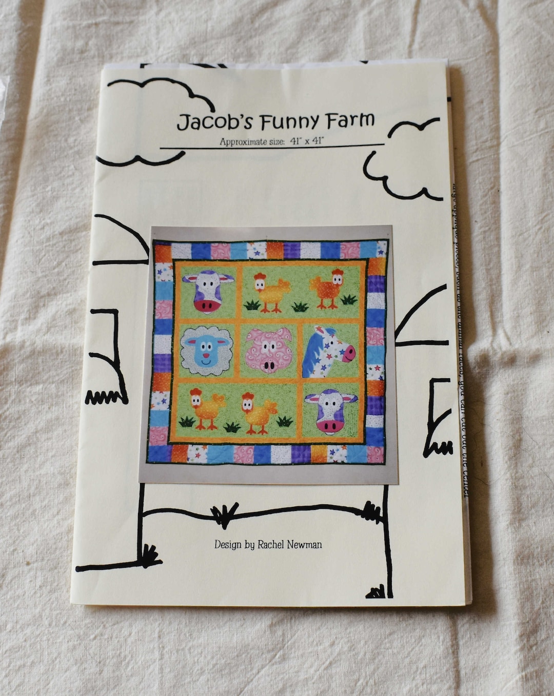 UNCUT Charming Farm Animal Quilt Pattern, Applique Quilt, Nursery Decor ...
