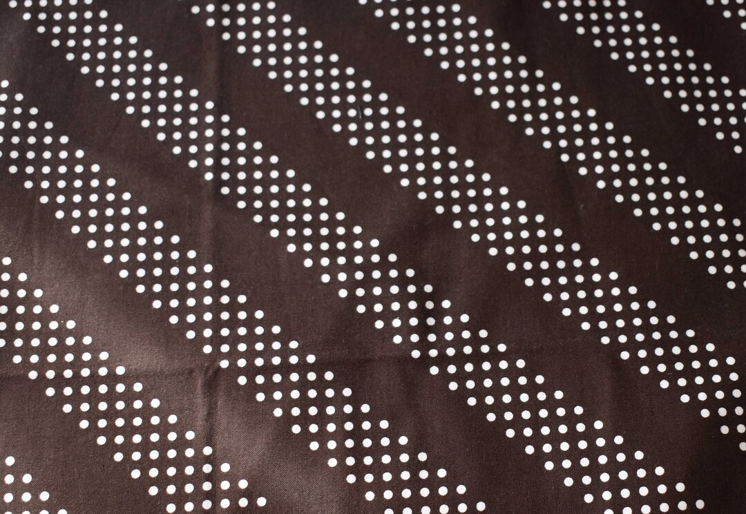 Vintage Fabric, Diagonal Dotted Stripes, Brown With White Stripes, Sold ...