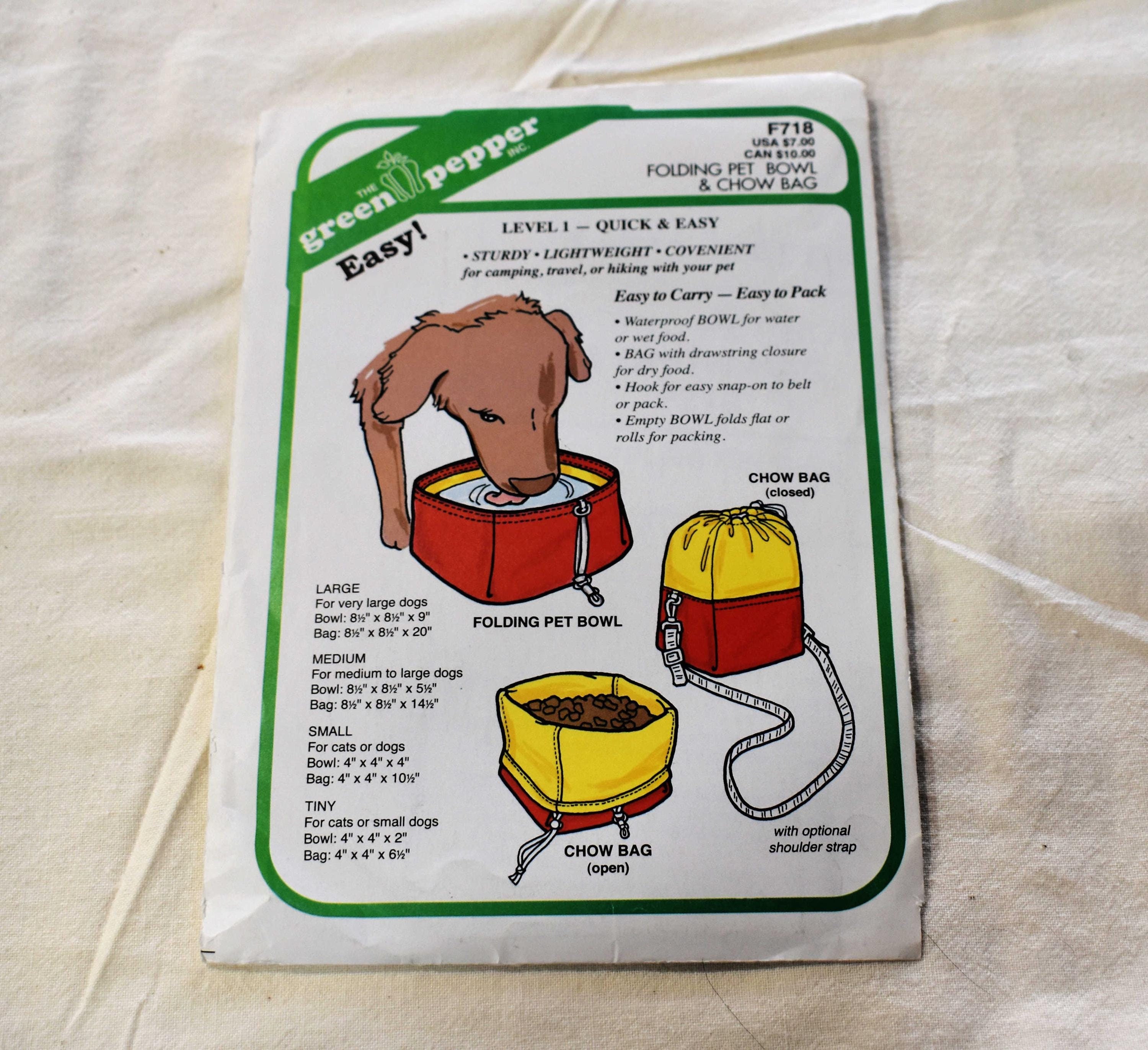 UNCUT Vintage Green Pepper Crafts Sewing Pattern Folding Pet Bowl and ...