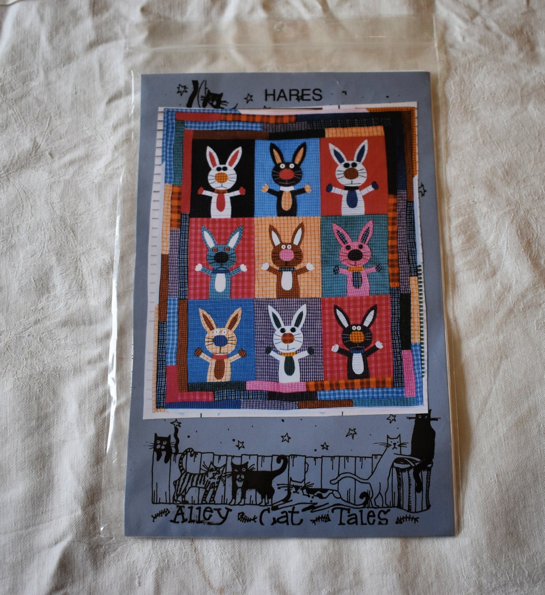 Uncut Vintage Pattern Fun Folk Art Inspired Hares Patchwork Quilt by ...