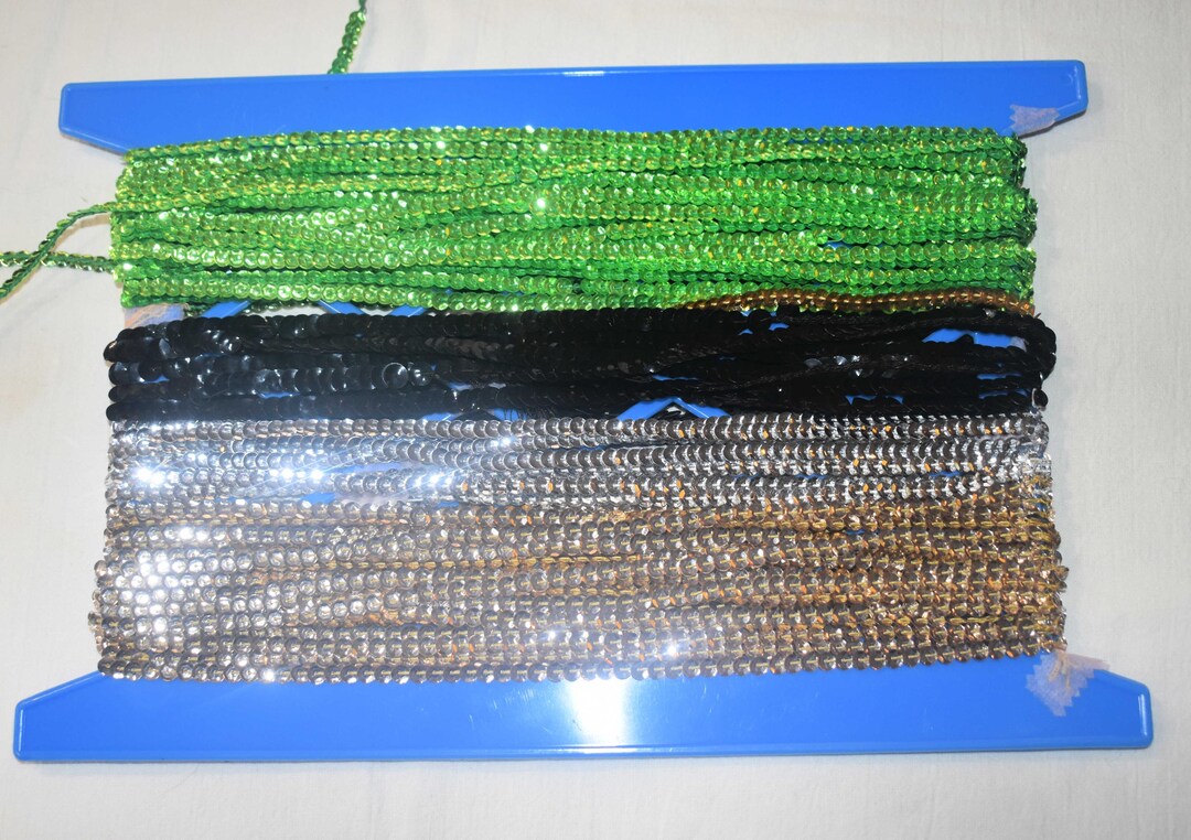Unused Beautiful Sequence Trims Green Black Silver and Gold Sequence ...