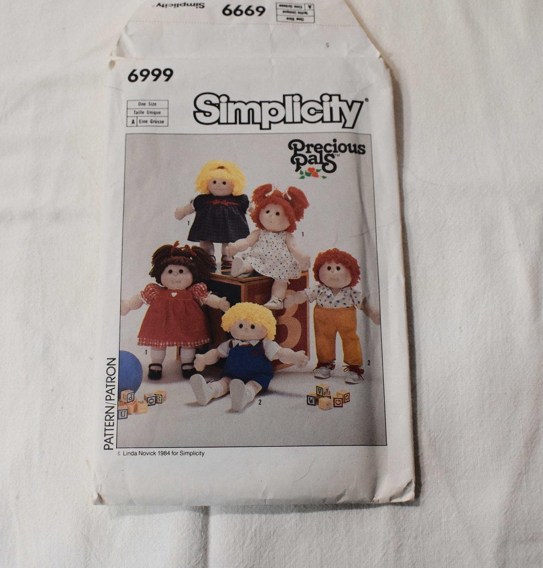 UNCUT Vintage 1980s Simplicity 6999 Craft Sewing Pattern Precious Pals ...