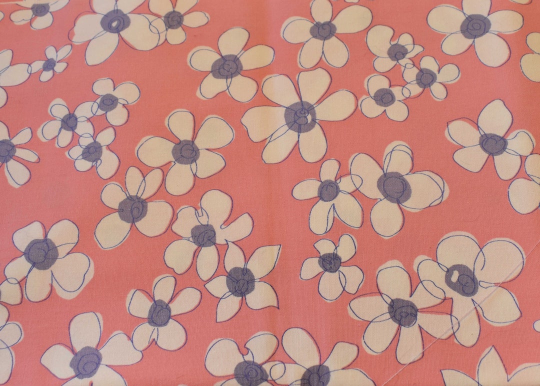 Unused Vintage Decorating Fabric Bright Taffy Pink With Medium White ...