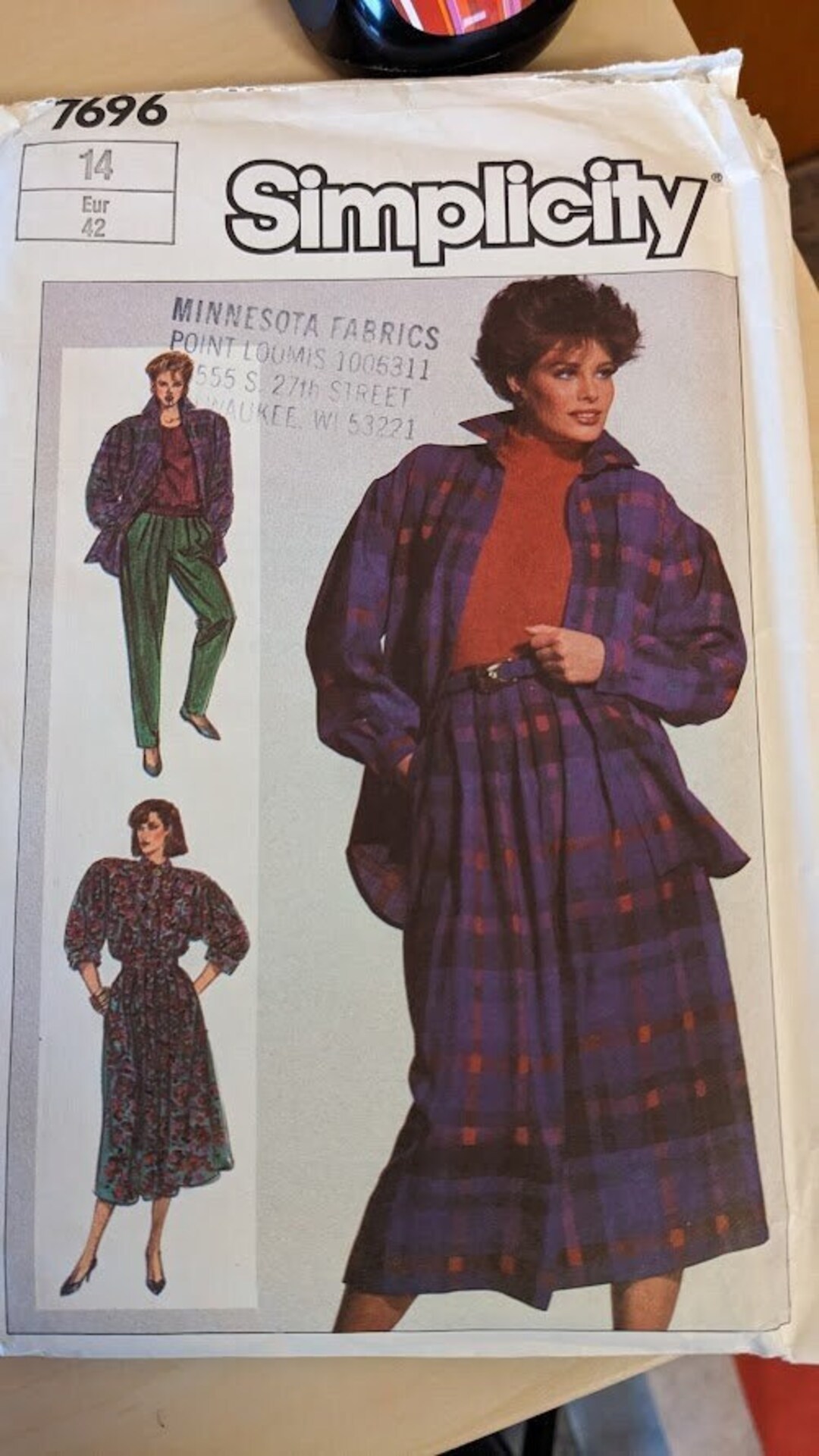 Size 14 UNCUT Vintage 1990s Simplicity 7696 Sewing Pattern Misses Loose ...