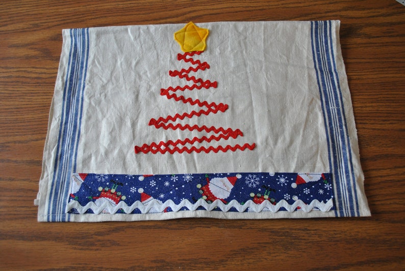 Festive Holiday Decorated Linen Dish Towels Embellished With | Etsy