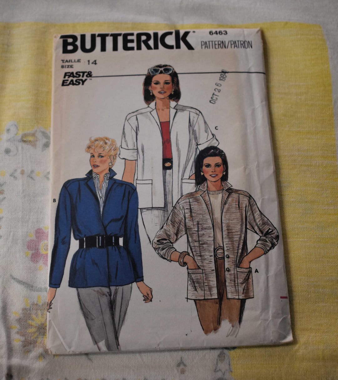 Size 14 UNCUT Vintage 1980s Butterick 6463 Sewing Pattern Misses Loose ...