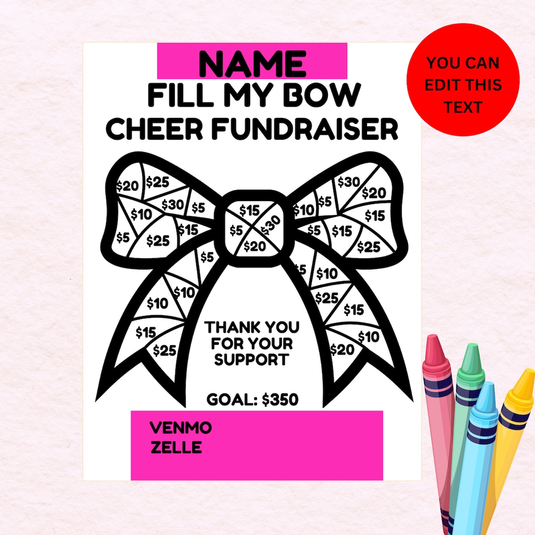 Fill My Bow Cheer Fundraiser, Canva Template, Cheerleading Fundraiser ...