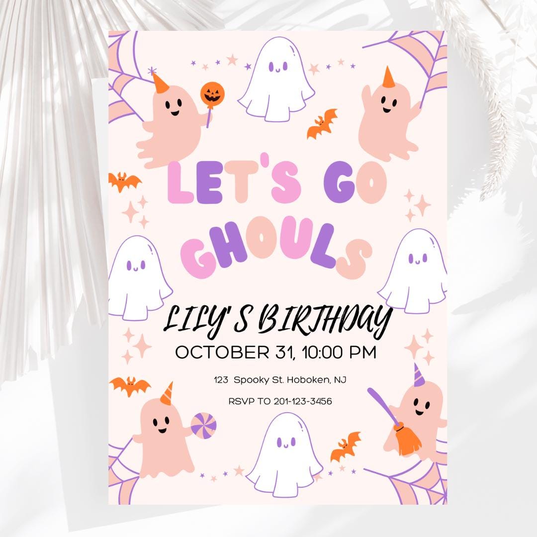 Let's Go Ghouls Invite, Halloween Birthday Invite, Halloween Party ...