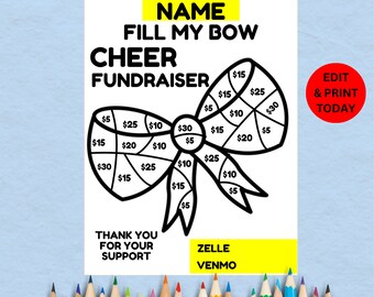 Fill My Bow Printable Cheer Fundraiser PNG, PDF, and Canva Template ...